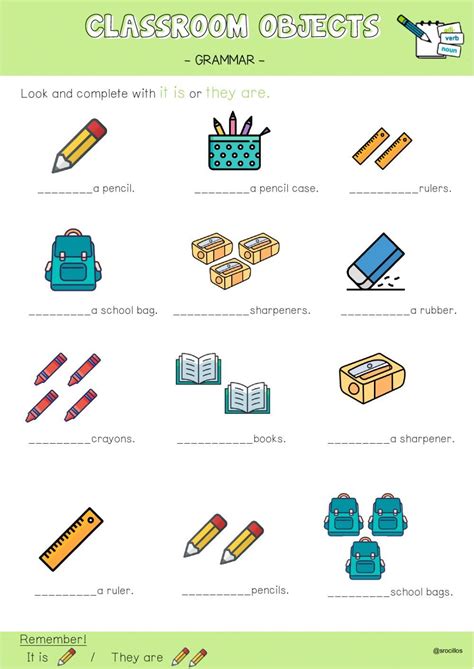 Classroom Objects It Is They Are Worksheet