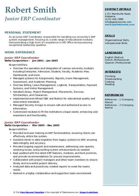 10 Erp Coordinator Resume Samples And Templates For 2025