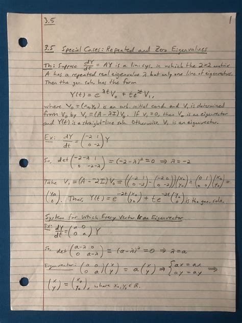 Professor Franks Math Blog 3 5 Special Cases Repeated And Zero Eigenvalues