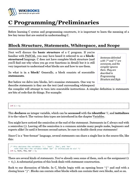 C Programming Preliminaries Wikibooks Open Books For An Open World