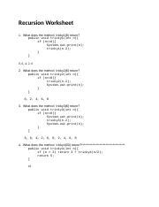 Recursion Worksheet Docx Recursion Worksheet What Does The Method Tricky Return Public