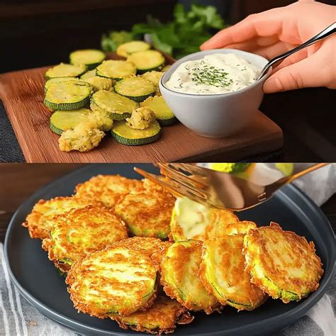 Easy Golden Fried Zucchini With Vibrant Vegetable Medley And Herb Dip