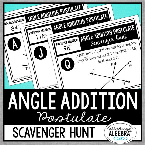Angle Addition Postulate Scavenger Hunt All Things Algebra