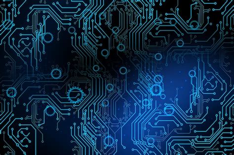 A Circuit Board Background With An Electronic Chip Design In The Center