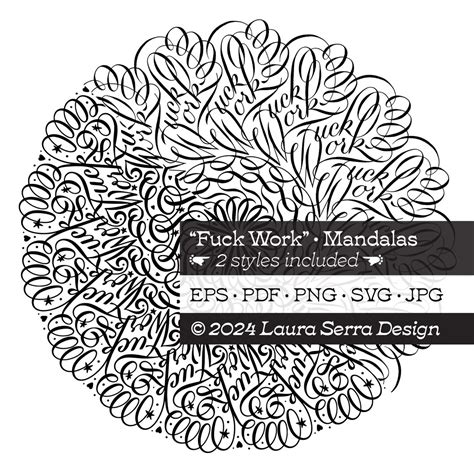 Fuck Work Mandala Vector Files Etsy