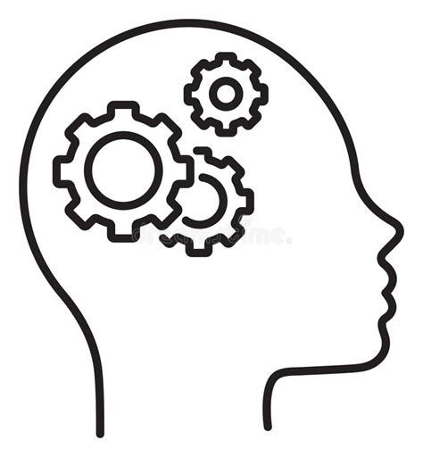 Information Technology Head Silhouette Gear Vector Icon Illustration