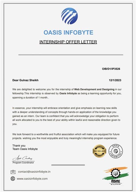 Gulnaz S On Linkedin Oasisinfobyte Oasisinfobyte Internship