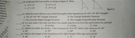 Solved: e create a ' Delta XYZ are similar as shown in figure 5. Then, P 18. Delta PQR and × ...