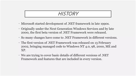 Evolution Of Net Frame Work Ppt