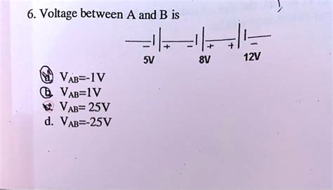 solved voltage between a and b is 5v 8v 12v vab 1v vab 1v vab