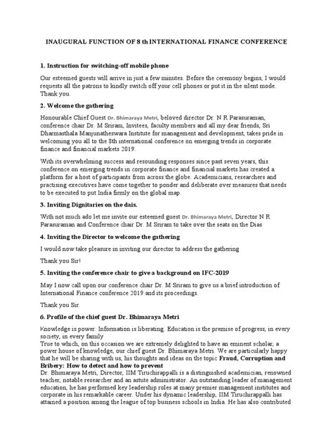 Inaugural Function Script Pdf Business