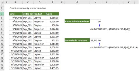 Count Or Sum Only Whole Numbers In Excel