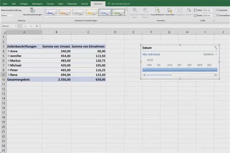 excel tutorial tabellen design pivot diagramme präsentation