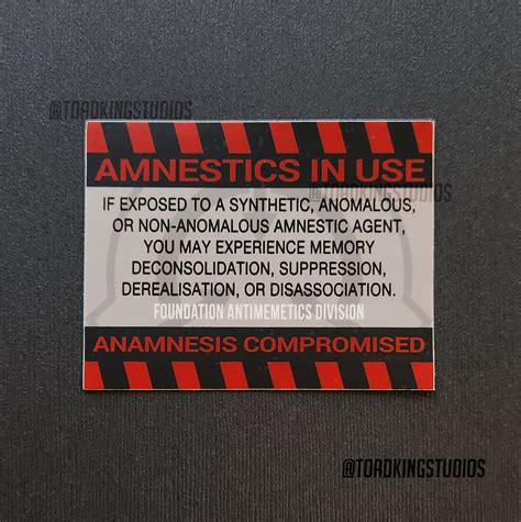 Amnestics In Use Red Warning 3 Inch Scp Sticker New Etsy
