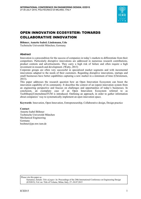 pdf open innovation ecosystem towards collaborative innovation