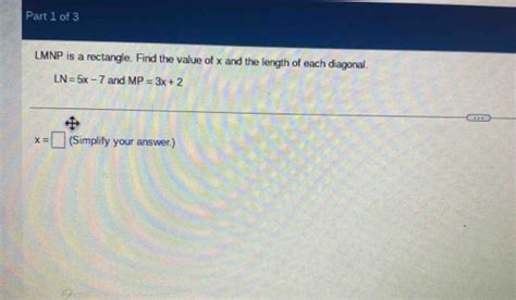 Part Of LMNP Is A Rectangle Find The Value Of X And The Length Of Each Diagonal LN