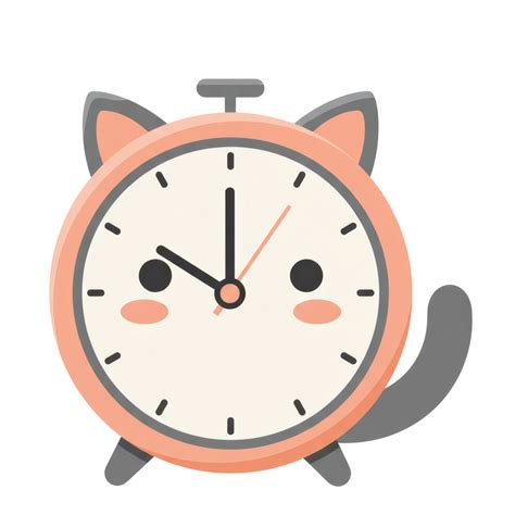 Cute Cat Clock Clipart With Kawaii Face And Soft Colors 58216223 Png