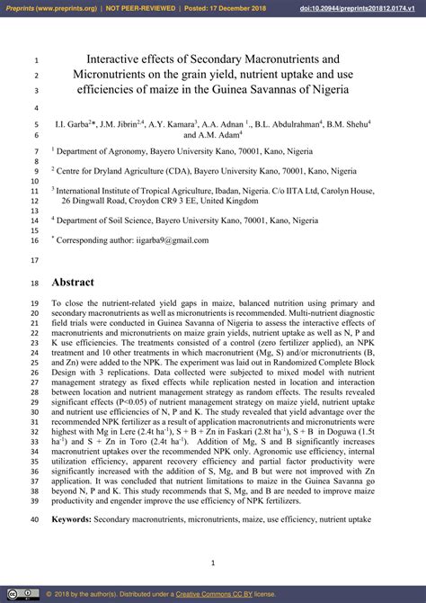 Pdf Interactive Effects Of Secondary Macronutrients And Micronutrients On The Grain Yield