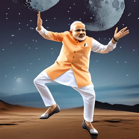 Narendra Modi Dance In The Moon Graphic · Creative Fabrica