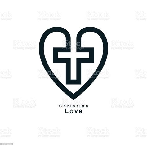 하나님에 대한 진정한 기독교 사랑과 믿음 벡터 창조적 인 기호 디자인 기독교 십자가와 심장 벡터 로고 또는 기호를 결합 0명에 대한 스톡 벡터 아트 및 기타 이미지 Istock