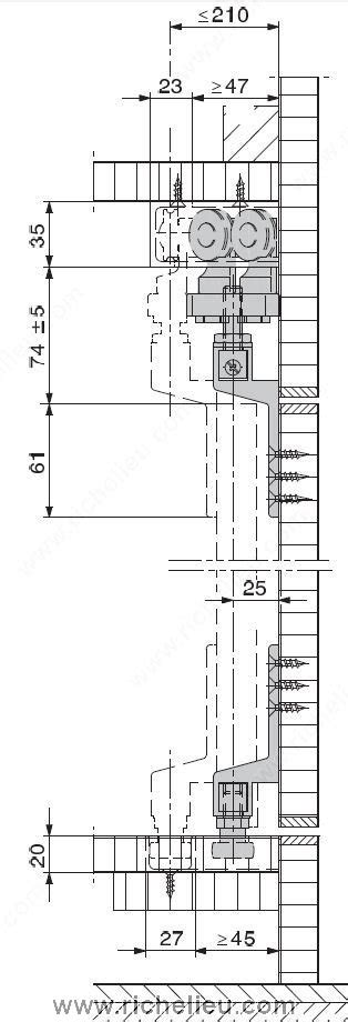 Hawa 220 Planfront System For Sliding Cabinet Doors With Flush Mounting