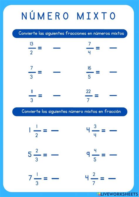 Hoja De Trabajo De Multiplicación De Fracciones Y Números Mixtos