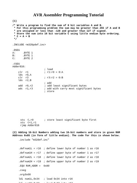 Avr Assembler Programmingtutorial 4 Pdf Computer Data Computer