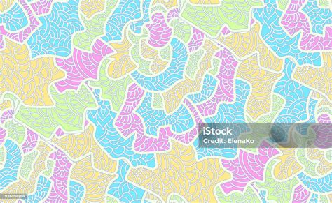 추상 원활한 배경 패턴에 스타일 그린 파스텔 컬러 도형 벡터 일러스트 레이 션 손으로 그린입니다 팝 아트 디자인입니다 0명에