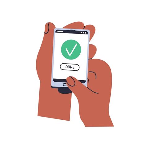premium vector done checkmark on mobile smart phone screen in hands