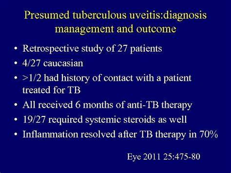 Tuberculosis And The Eye Miles Stanford Euretina Uveitis