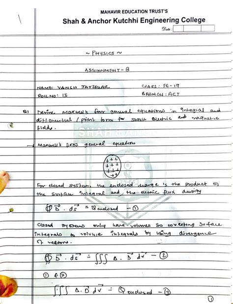 PHY Assignment B Physics Assigment Shah Anchor Kutchhi Engineering College P OA R I