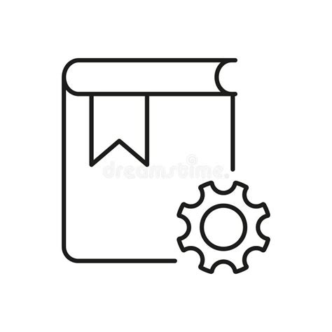 Book And Gear Line Icon For Settings And Support Guide Manual And Configuration Outline Symbol