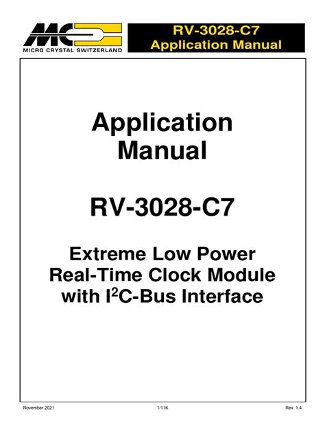 Application Manual Rv 3028 C7 Extreme Low Power Real Time Clock Module