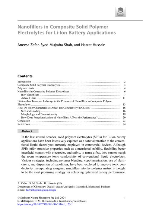 Pdf Nanofillers In Composite Solid Polymer Electrolytes For Li Ion Battery Applications