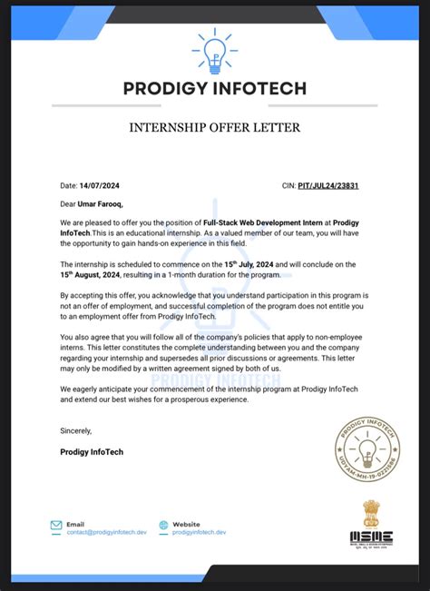 Umar Farooq On Linkedin Prodigyinfotech Fullstackdevelopment Internship