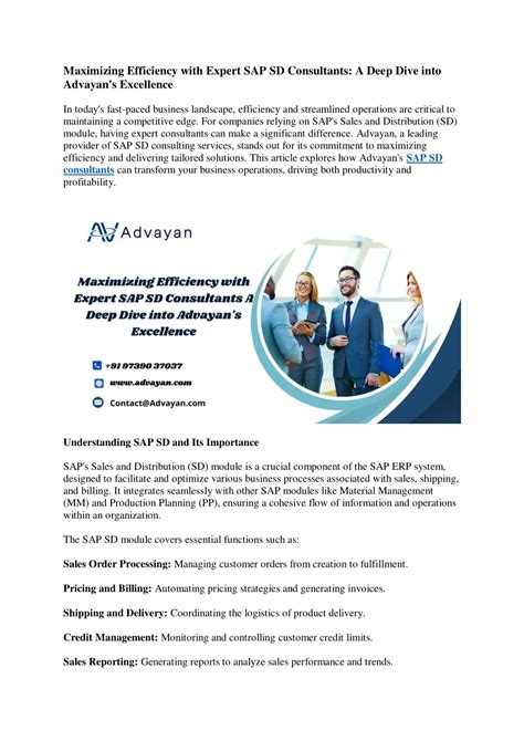 PPT Maximizing Efficiency With Expert SAP SD Consultants PowerPoint Presentation ID 13405864