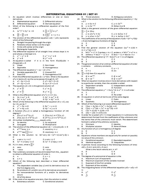 Differential Equations 01 L Set 01 Pdf Equations Mathematical Concepts Differential Equations 01 L Set 01 Pdf Equations Mathematical Concepts