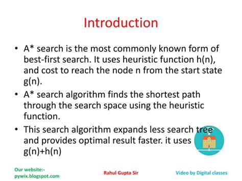 a star algorithm in artificial intelligence pptx