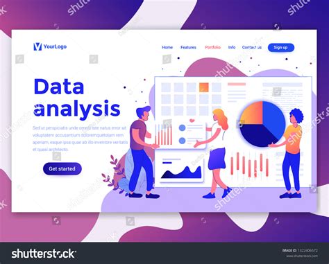 Landing Page Template Data Analysis Modern Stock Vector Royalty Free