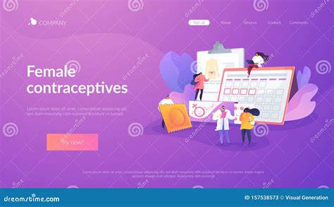 Female Contraceptives Landing Page Concept Stock Vector Illustration Of Frontend Birth 157538573