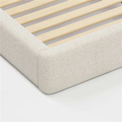 Modern Queen Bed Frame With Headboard Boucle Pearl White Trade Depot