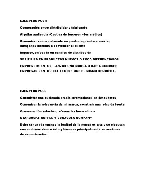 Estrategias De Marketing Push Y Pull Ejemplos Y Usos Comunes Pdf
