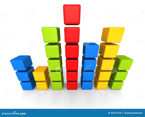 Colorful Block Bar Chart Diagram On White Background Stock Illustration