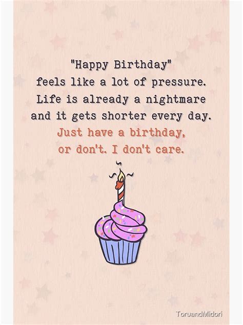 Snarky Birthday Quotes Isolation Female Funny Birthday Card