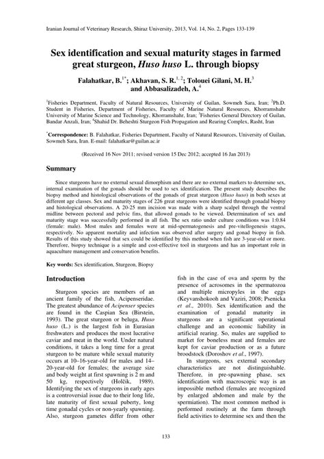 Pdf Sex Identification And Sexual Maturity Stages In Farmed Great