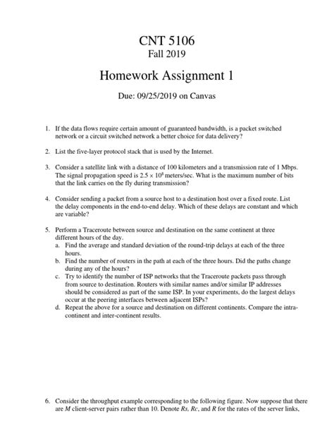 Cnt 5106 Homework Assignment 1 Fall 2019 Pdf Computer Network Router Computing