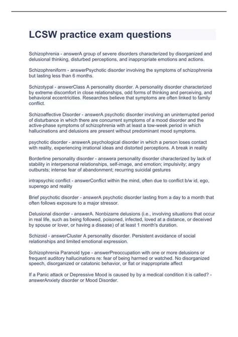 LCSW Practice Exam Questions Certification Exams With Questions And Answers LCSW Stuvia US