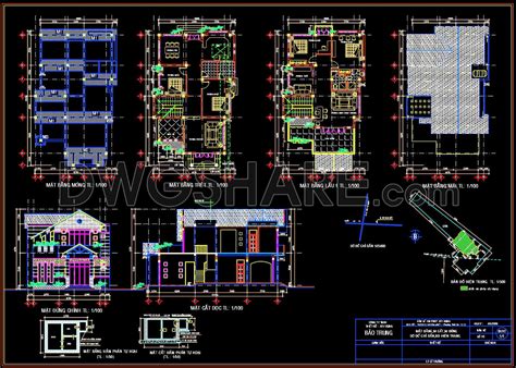 Autocad Drawings Of 2 Story House Plans Elevations And Sections 93×15