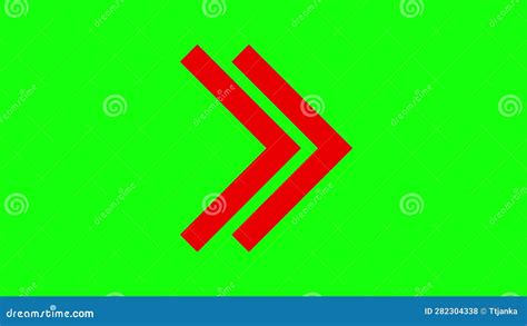 Animated Red Symbol Of Triangular Arrow Flat Striped Icon Points To The Right Looped Video