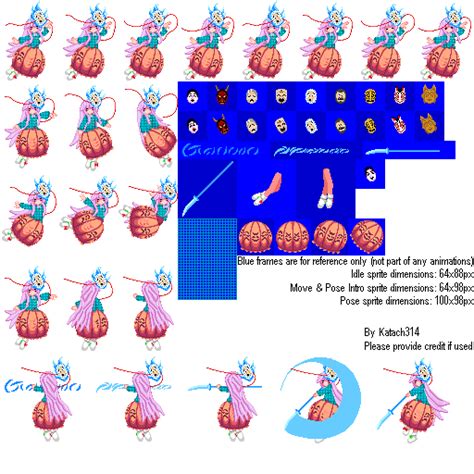 Touhou 19 Udoalg Style Kokoro Spritesheet Animation Examples By Me